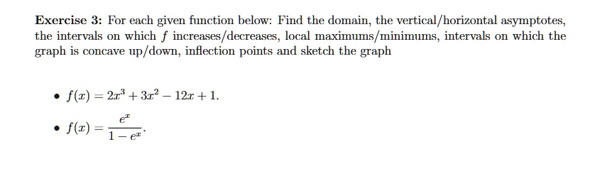 SOLVED: For each function, find the domain of the x values, the horizontal and vertical ...