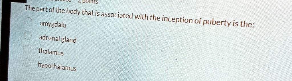 the part of the body that is associated with the inception of puberty ...
