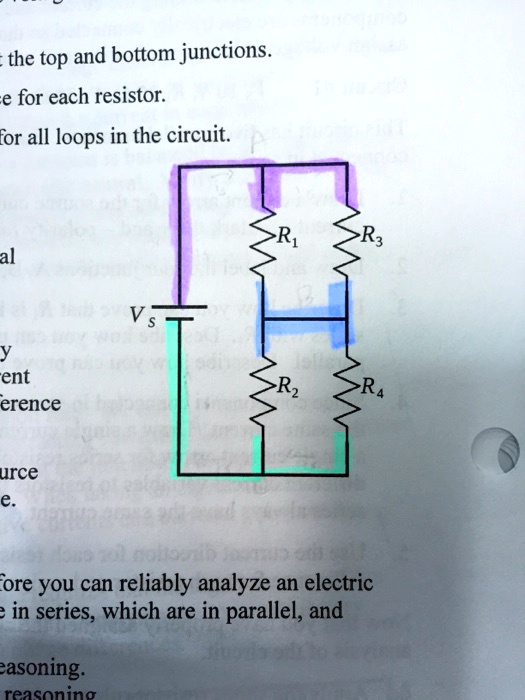 SOLVED: the top and bottom junctions e for each resistor: for all loops in the circuit: al ent ...