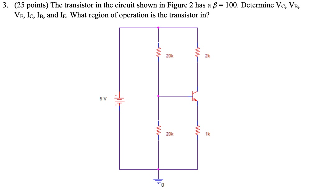 3. (25 points) The transistor in the circuit shown in Figure 2 has a ...