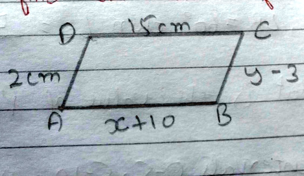 SOLVED: If in the given figure ABCD is a parallelogram, then find the value of x and y. Q) 5 ...