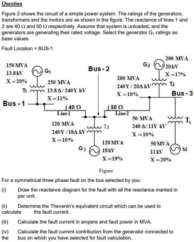 SOLVED: Question Figure 2 shows the circuit of a simple power system. The ratings of the ...