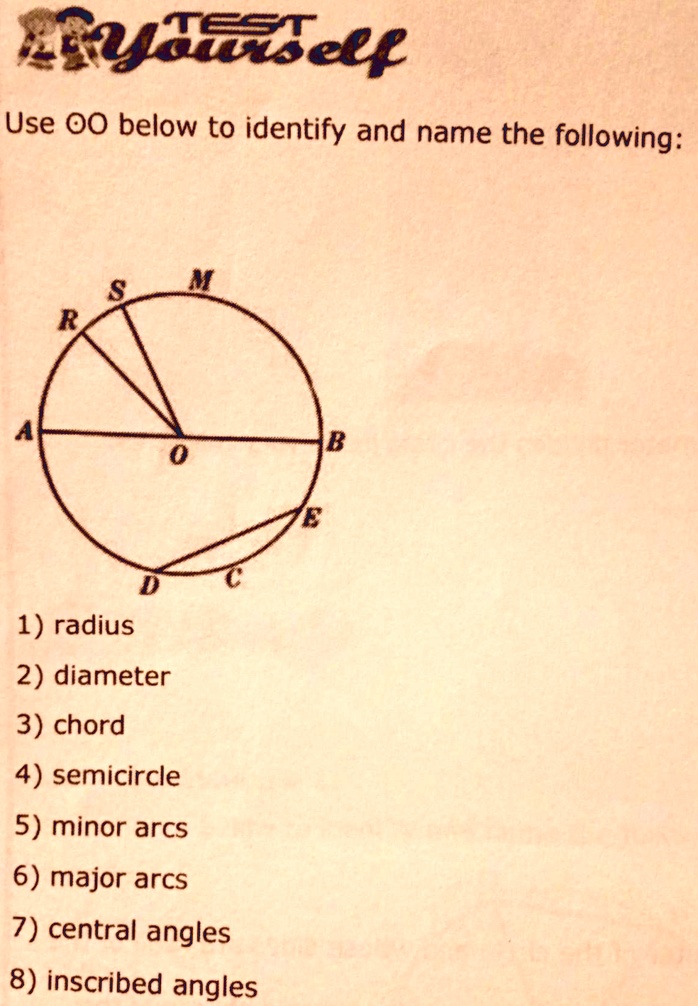 use oo below to identify and name the following1 radius2 diameter3 ...
