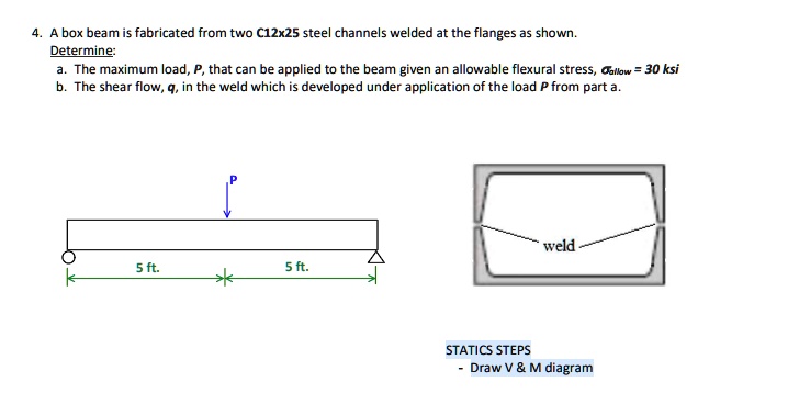 4. A box beam is fabricated from two C12x25 steel channels welded at ...
