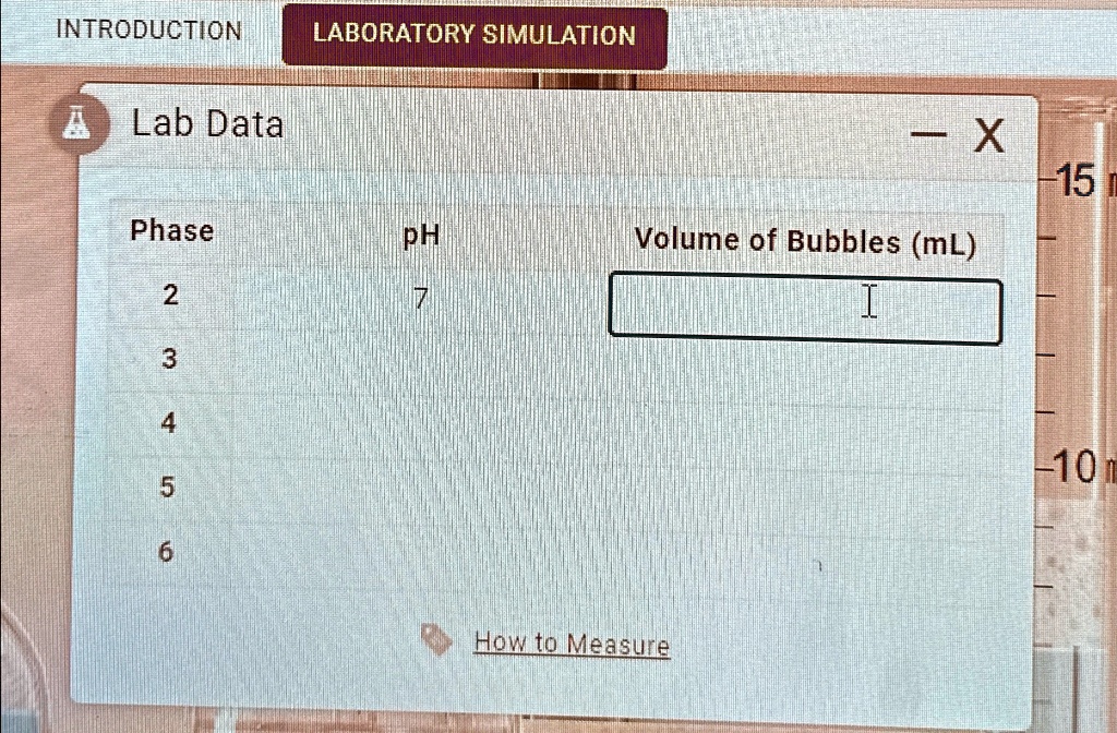 INTRODUCTION Lab Data LABORATORY SIMULATION X -15 m Phase PH Volume of Bubbles (mL) 2 7 I 3 4 5 ...