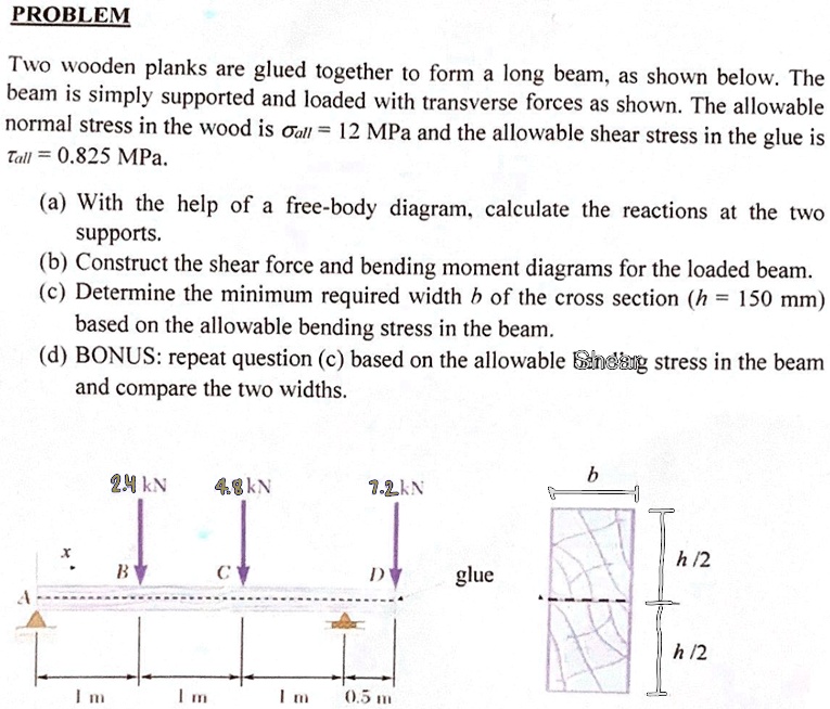 [GET ANSWER] problem two wooden planks are glued together to form a long beam as shown below the ...
