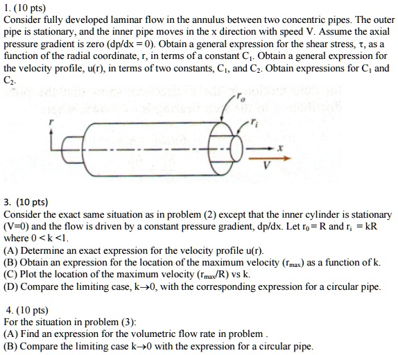 1. (10 pts) Consider fully developed laminar flow in the annulus ...