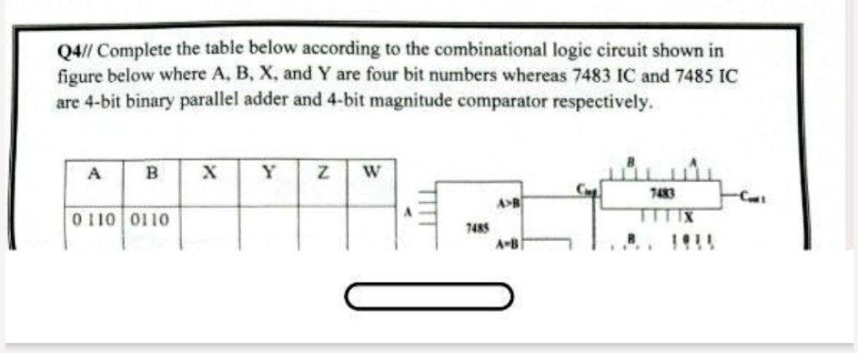 SOLVED: Please solve Quickly Q4// Complete the table below according to the combinational logic ...