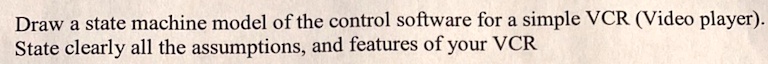 Draw a state machine model of the control software for a...