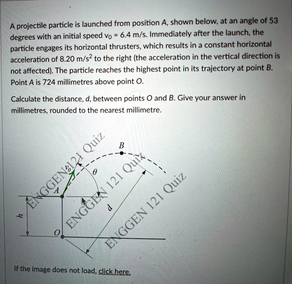 calculate the distance between point o and b a projectile particle is launched from position a ...
