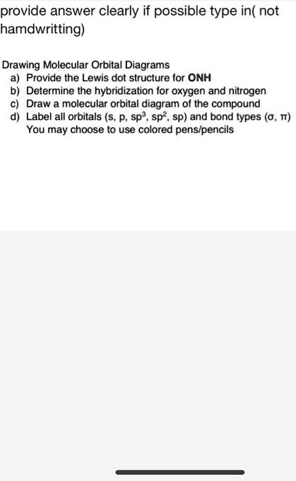 SOLVED: Drawing Molecular Orbital Diagrams Provide the Lewis dot ...