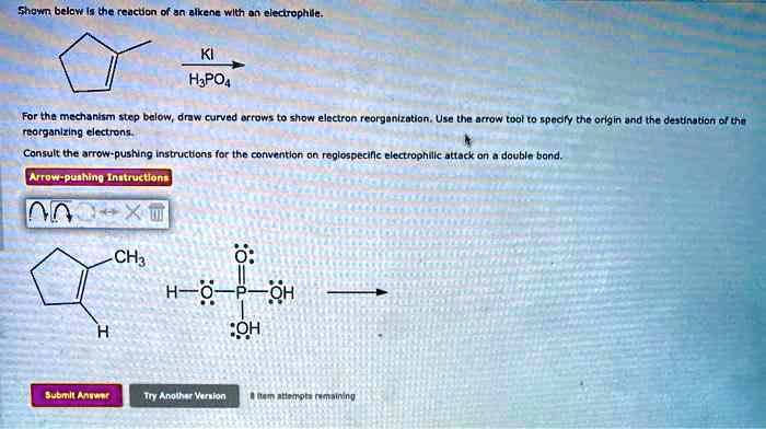 Shown below is the reaction of an alkene with an electrophile: KI ...