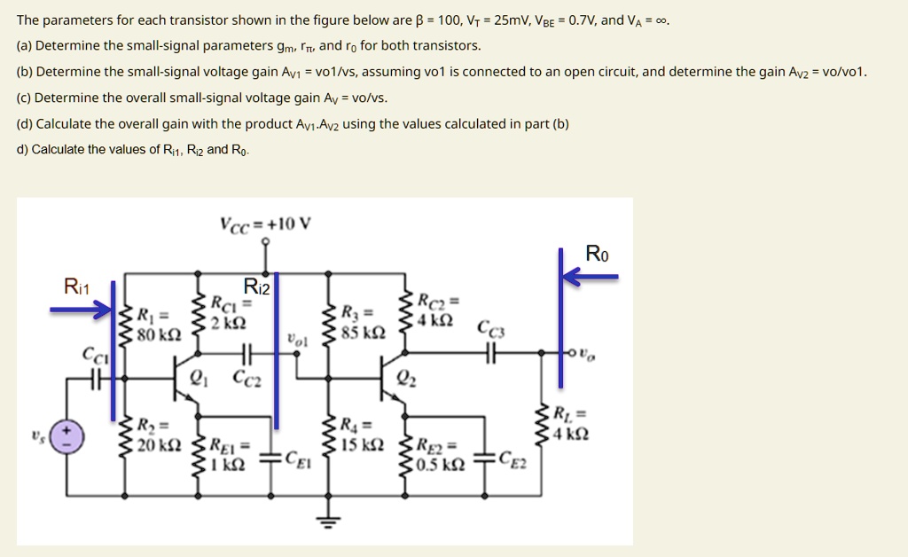 the parameters for each transistor shown in the figure below are 100 vt ...