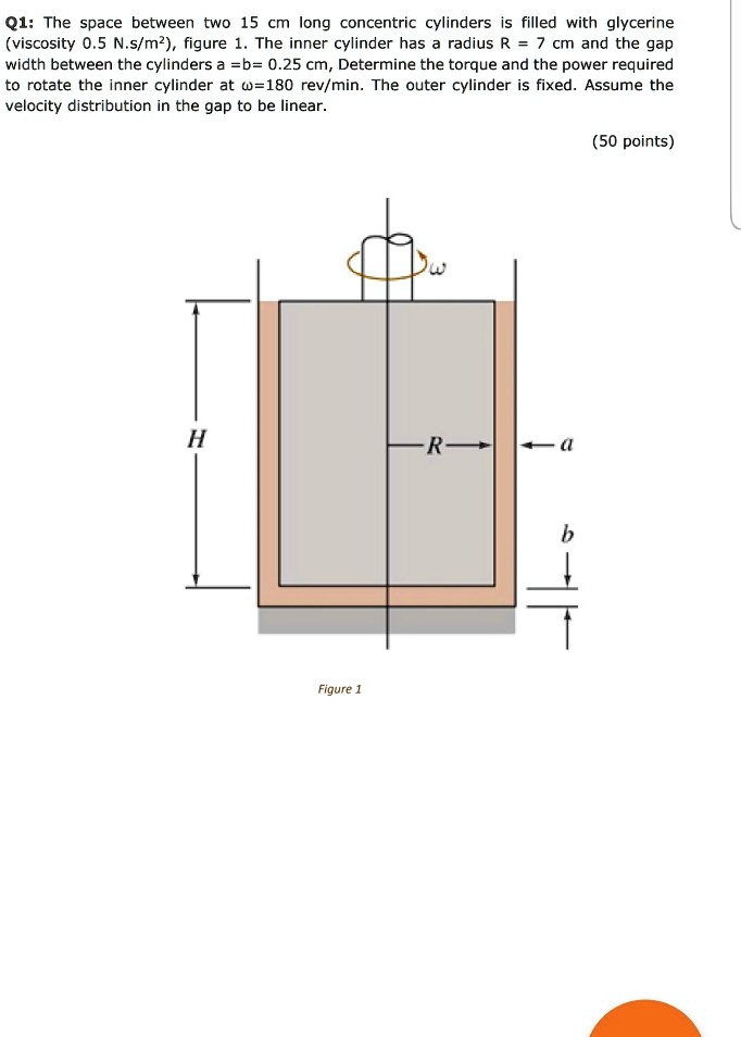 q1 the space between two 15 cm long concentric cylinders is filled with glycerine viscosity 05 ...