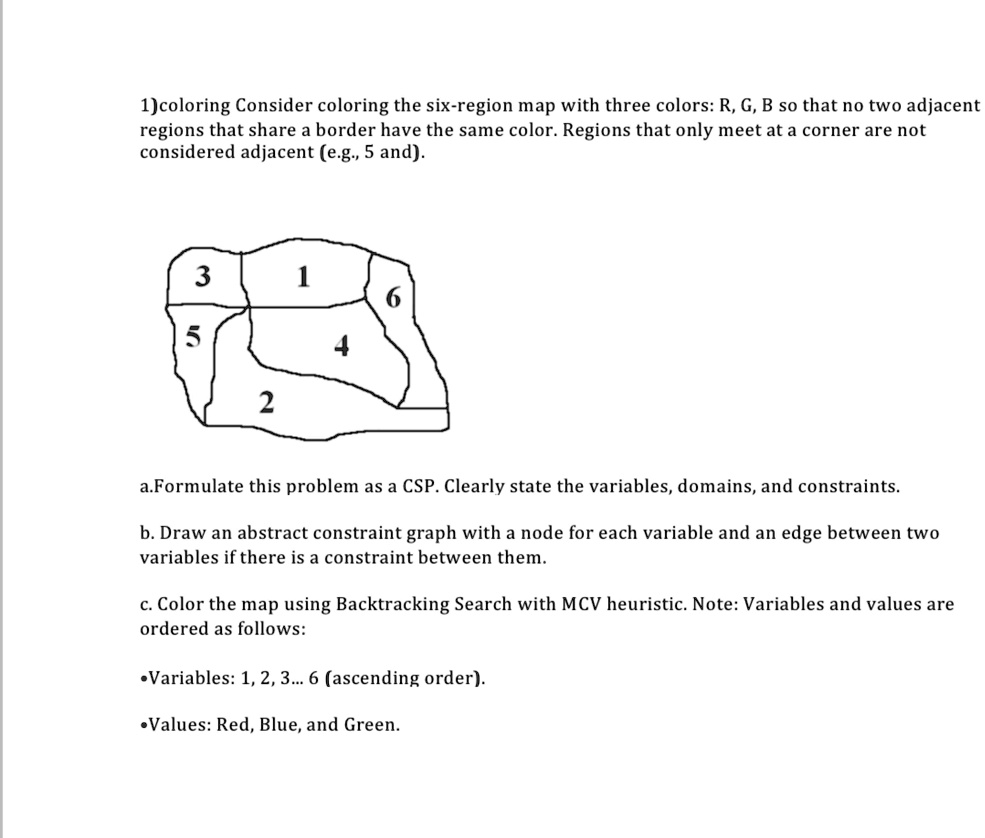 Coloring: Consider coloring the six-region map with three colors: R, G ...