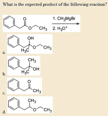 SOLVED: What is the expected product of the following reaction? CH3MgBr ...
