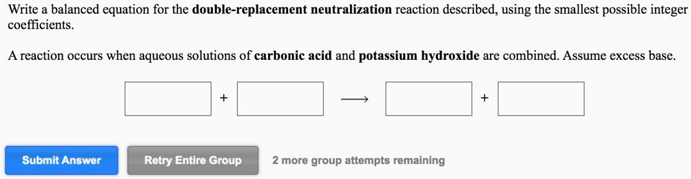 Write a balanced equation for the double replacement...