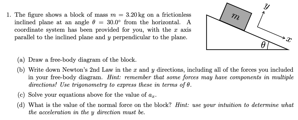 SOLVED: 1. The figure shows a block of mass m = 3.20 kg on a ...