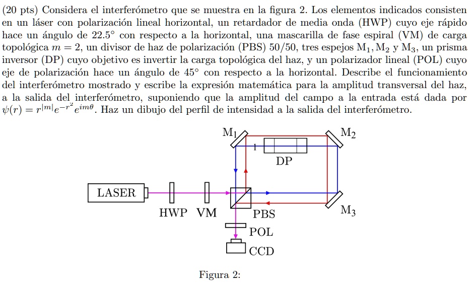 SOLVED: Consider the interferometer shown in Figure 2. indicated items ...