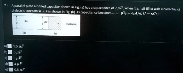 SOLVED: Aparallel plate air-fllled capacitor shown in Fig: (a) has ...