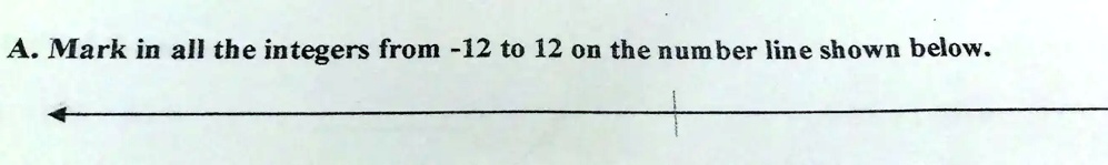 SOLVED: A. Mark in all the integers from -12 to 12 on the number line shown below.