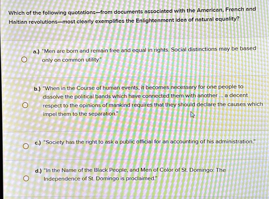 which of the following quotations from documents associated with the ...