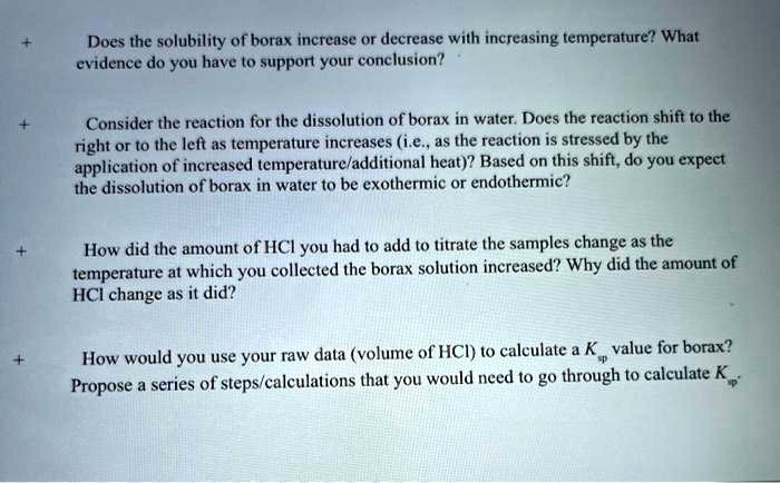 does the solubility of borax inerease or decrease with increasing temperature what evidence do ...