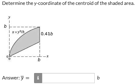 determine the y coordinate of the centroid of the shaded area answer bar y b determine the y ...