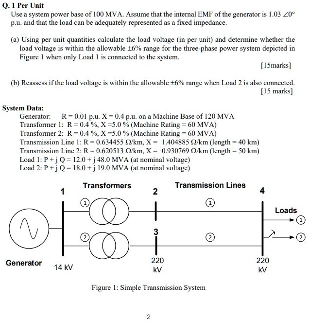SOLVED: Q.1 Per Unit Use a system power base of 100 MVA. Assume that ...