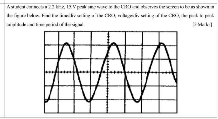 SOLVED: A student connects a 2.2 kHz, 15 V peak sine wave to the CRO and observes the screen to ...