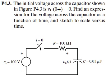 SOLVED: The initial voltage across the capacitor shown in Figure P4.3 ...