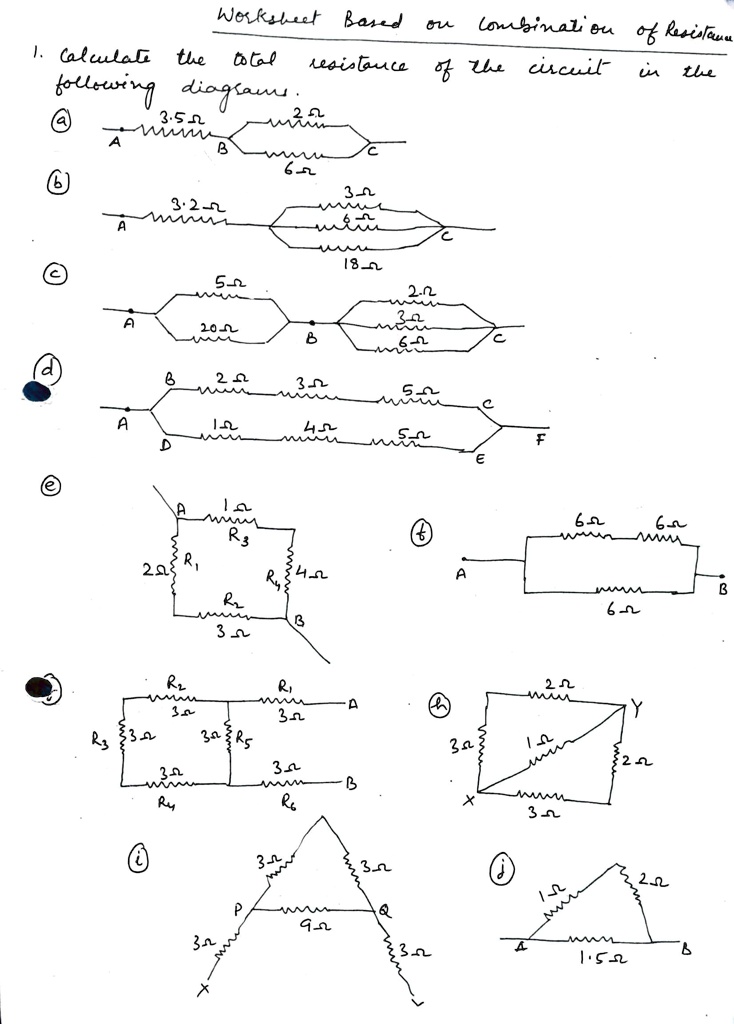 SOLVED: 'Circuit diagram worksheet for calculating the total resistance ...