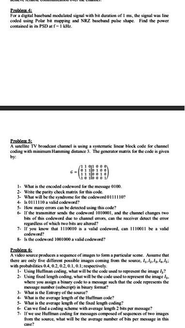 SOLVED: Problem 4: For a digital baseband modulated signal with a bit ...