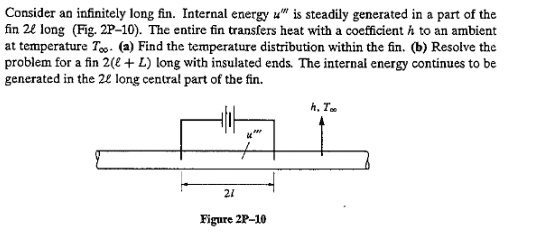 SOLVED: Consider an infinitely long fin. Internal energy is steadily ...