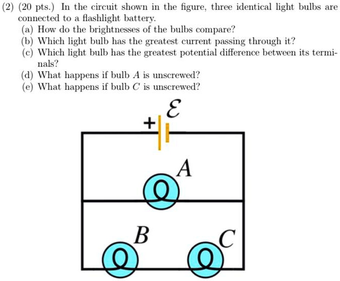 (2) (20 pts.) In the circuit shown in the figure, three identical light ...