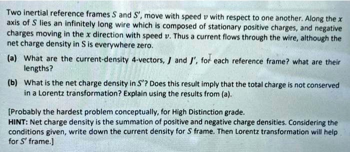 Two inertial reference frames S and S', move with speed v with respect to one another. Along the ...