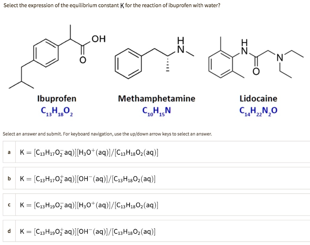 SOLVED: Select the expression of the equilibrium constant K for the ...