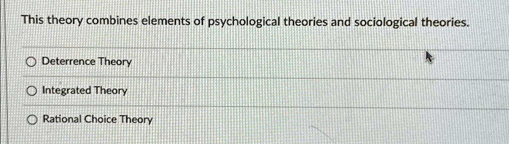 This theory combines elements of psychological theories and ...