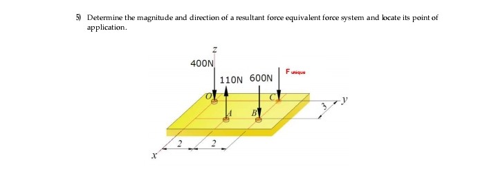 5) Determine the magnitude and direction of a resultant force ...