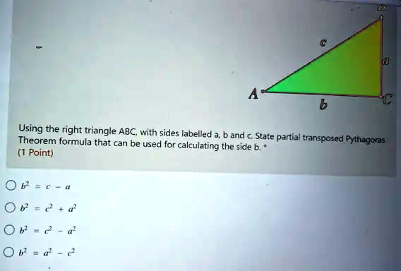 SOLVED: Using the right triangle ABC, with sides labelled and . State ...