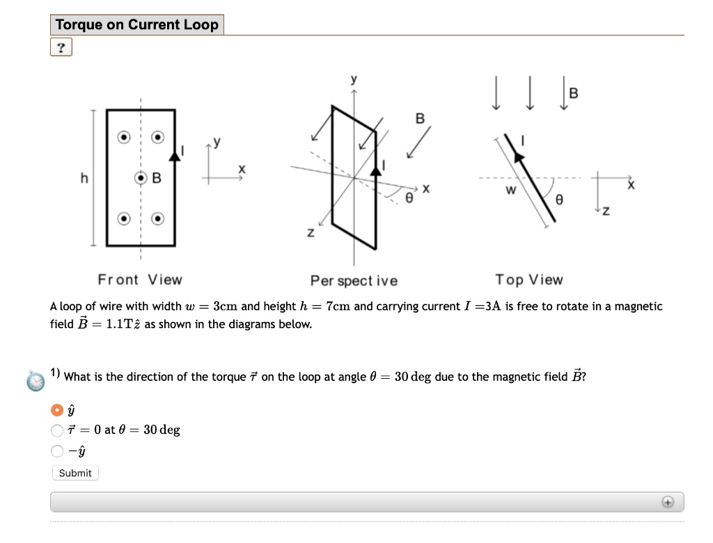 SOLVED: Torque on Current Loop Front View Perspective Top View A loop ...