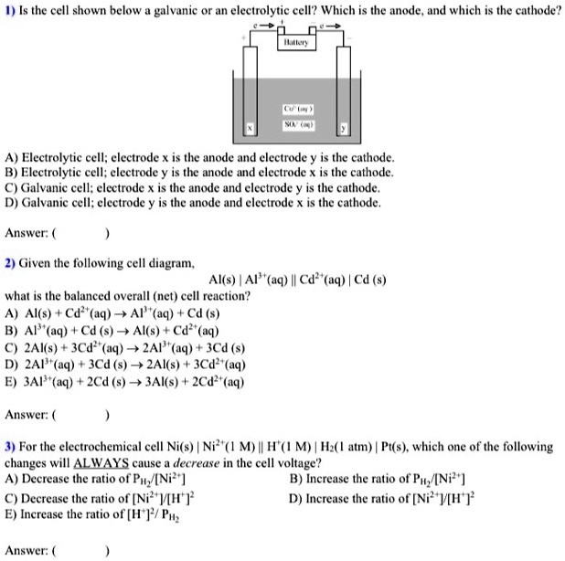 Is the cell shown below galvanic or an electrolytic cell? Which is the ...