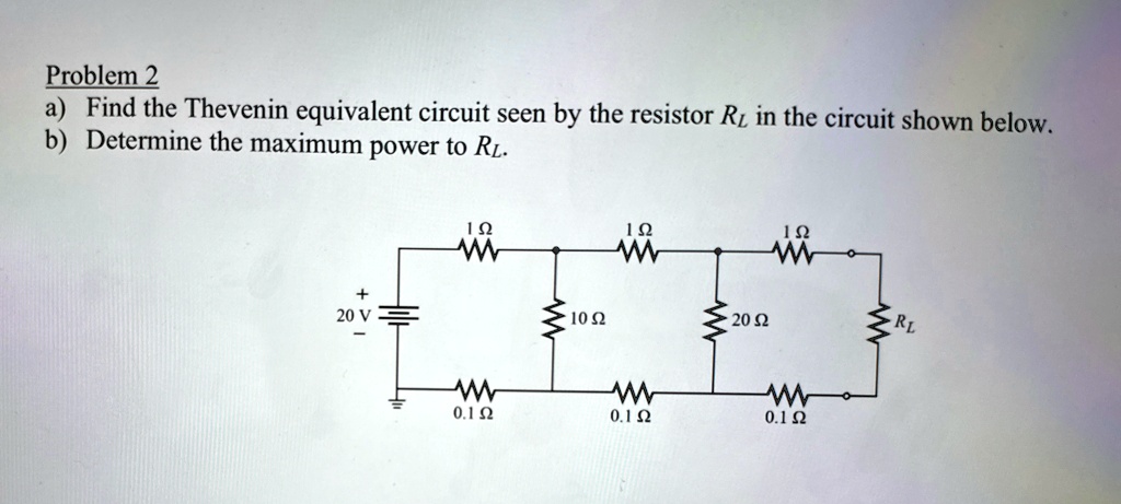 Problem 2 a) Find the Thevenin equivalent circuit seen by the resistor RL in the circuit shown ...
