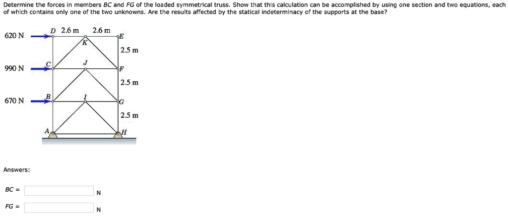 [GET ANSWER] Determine the forces in members BC and FG of the loaded ...