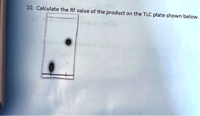 SOLVED: 10. Calculate the Rf value of the product on the TLC plate ...