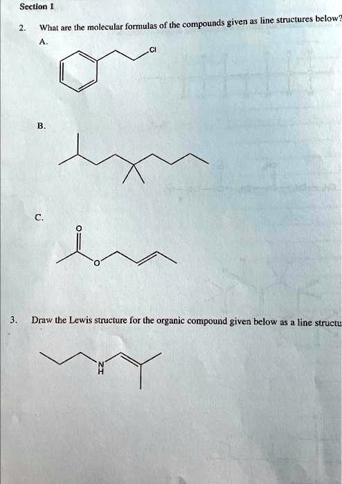 SOLVED: Section1 2. What are the molecular formulas of the compounds ...