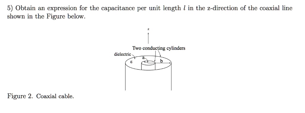 SOLVED: 5) Obtain an expression for the capacitance per unit length l ...