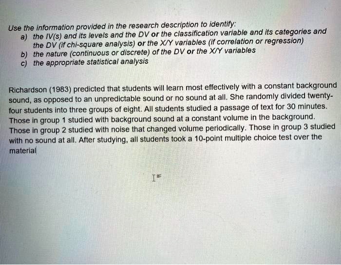 use the information provided in the research description to identify ...