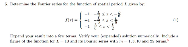 Determine the fourier series for the function of spatial...