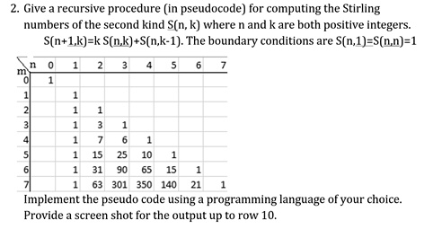 SOLVED: Give a recursive procedure (in pseudocode) for computing the ...